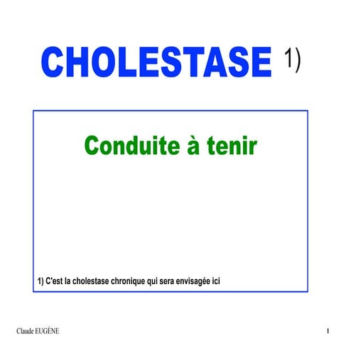 CHOLESTASE Conduite à tenir | PDF