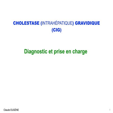 Cholestase gravidique : diagnostic et prise en charge | PDF