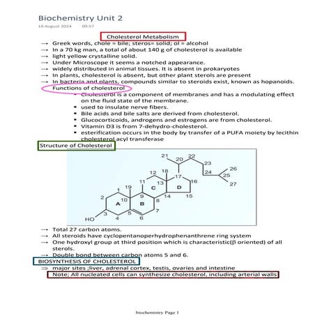 1 Cholesterol Metabolism By Nikhil Pdf