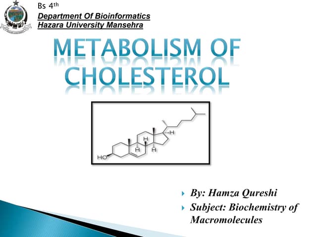Cholesterol strcture and function | PPTX