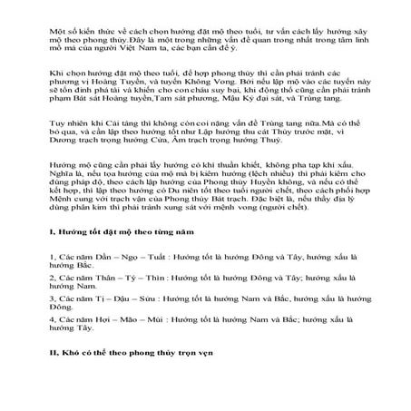 Chọn hướng đặt mộ theo phong thủy | DOCX