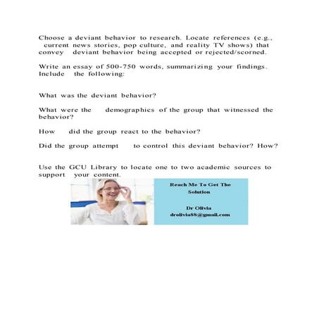 Choose a deviant behavior to research. Locate references (e.g., cu | DOCX