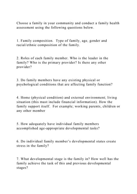 Assessment: Interview Schedule for Three Generational Genogram and ...