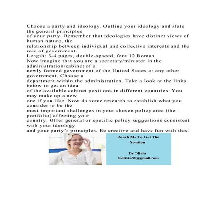 Choose a party and ideology. Outline your ideology and state the gen.docx