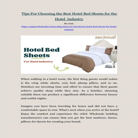 Choose hotel bedsheets for hotel | PDF