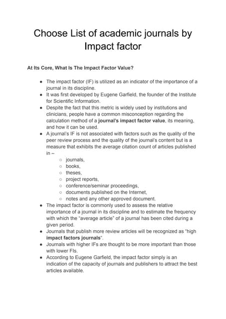 Finding Journal Impact Factor using Journal Citation Reports | PPTX ...