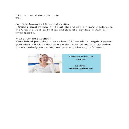 Choose one of the articles in TheAshford Journal of Criminal J.docx