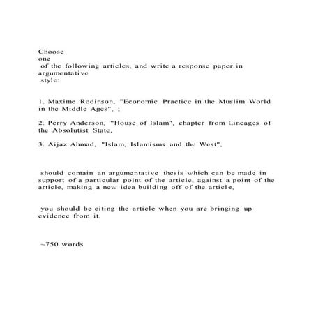 Choose one of the following articles, and write a response p | DOCX