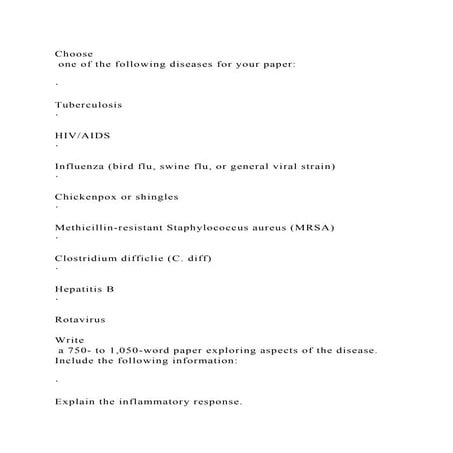 Choose one of the following diseases for your paper·Tuber.docx