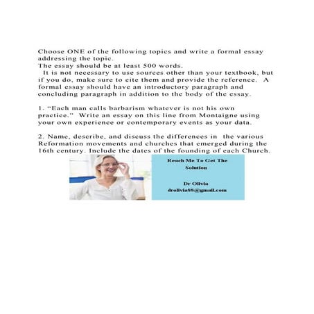 Choose ONE of the following topics and write a formal essay addr.docx
