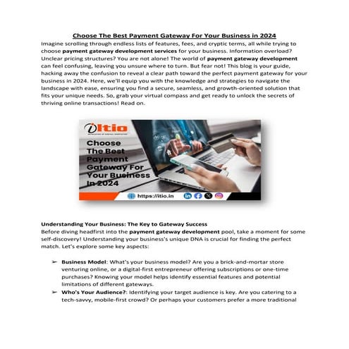 Choose The Best Payment Gateway For Your Business in 2024 | PDF
