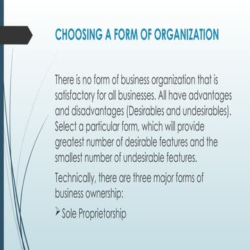 FORMS OF ORGANIZATIONS IN THE BUSINESS WORLD | PPTX