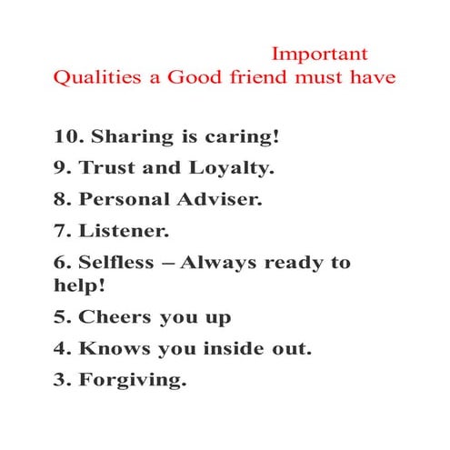 Good And Bad Traits OF Friendship | DOCX