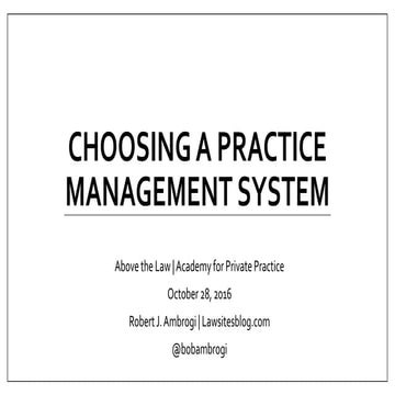 Choosing a Law Practice Management System | PDF