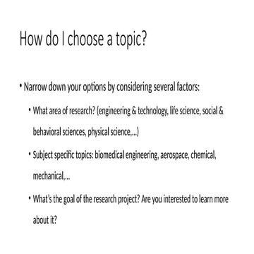 Choosing a Research Topic and characteristics | PPTX