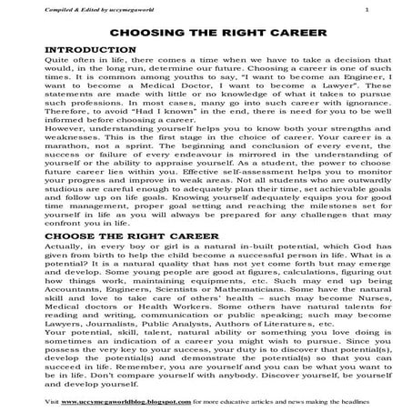 CHOOSING THE RIGHT CAREER | PDF