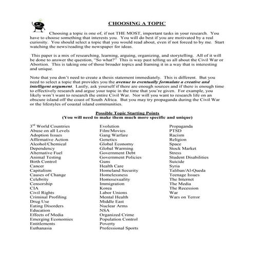 Choosing a Research Topic | PPTX