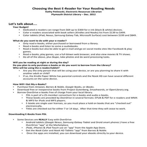 Choosing best e-reader_notes | PDF