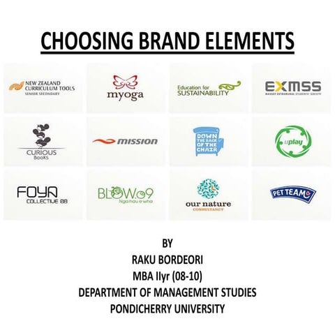 CHOOSING BRAND ELEMENTS | PPT