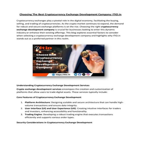 Choosing The Best Cryptocurrency Exchange Development Company | PDF