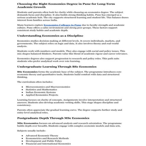 Choosing the Right Economics Degree in Pune for Long-Term Academic ...