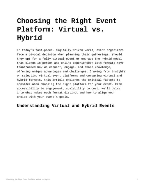 Virtual Real Event, Virtual event platform