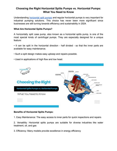 A Guide to Horizontal Splits Pumps | PDF