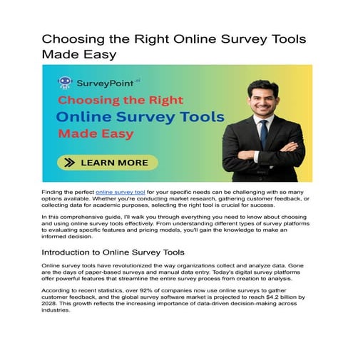 Choosing the Right Online Survey Tool Made Simple | PDF