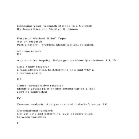 Choosing Your Research Method in a NutshellBy James Rice and.docx