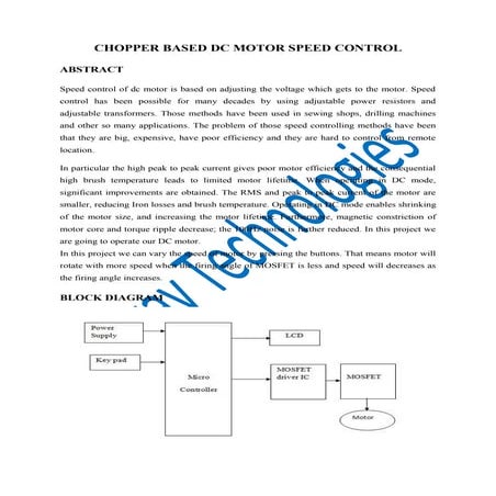 Chopper based dc motor speed control | DOC | Radio Control | Hobbies & Interests