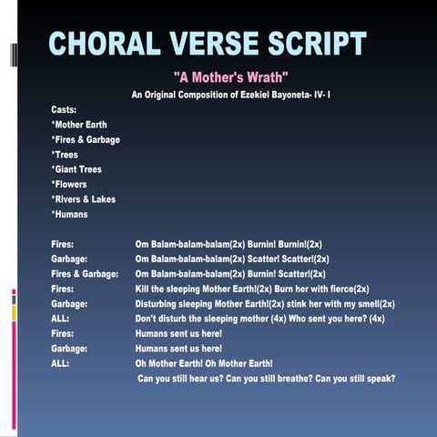 Bata National High School Choral verse script | POT