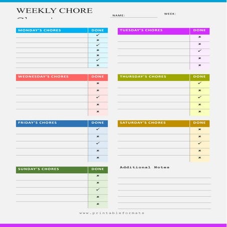 Printable Chore Charts | DOCX