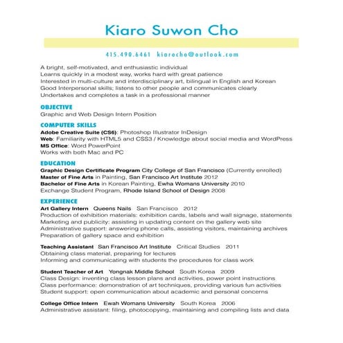 Cho resume | PDF
