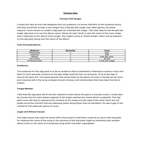 Considerations of Final Idea | PDF