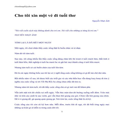 Cho toi mot ve di tuoi tho | PDF