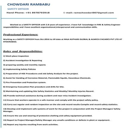 Chowdari rambabu(resume) | PDF