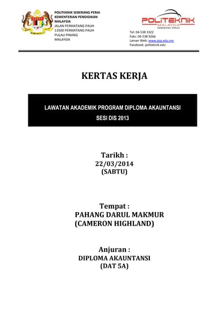 Contoh kertas kerja program | DOC