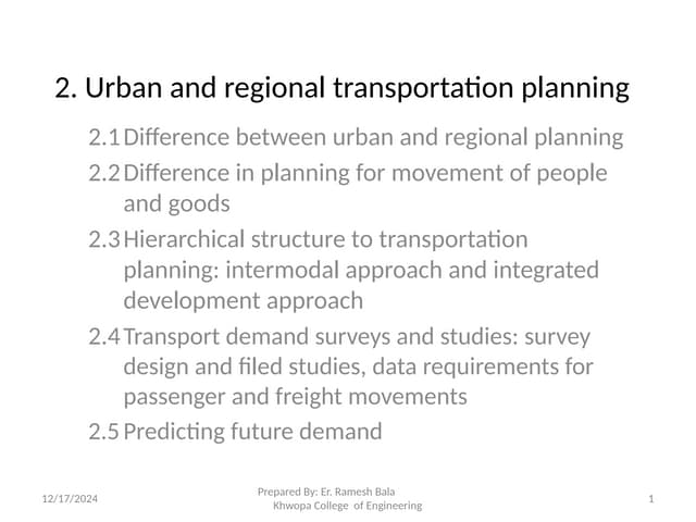 Phases and principles of transportation planning | PDF