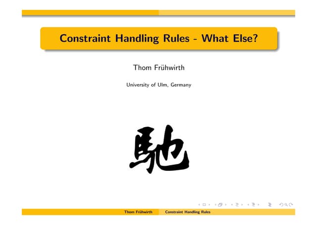 Ruleml 2015 Constraint Handling Rules What Else Ppt