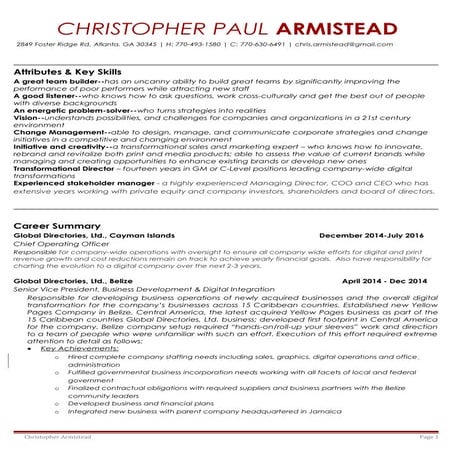 Chris Armistead CV July 2016 | DOC