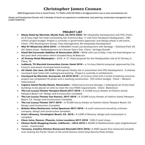 Chris coonan project list november 1 2020 | PDF