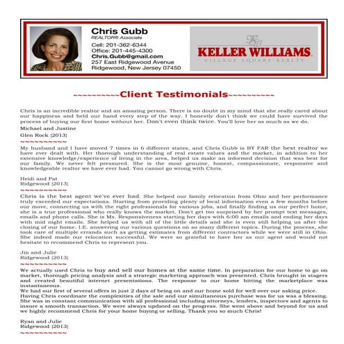 Chris Gubb Top Ridgewood Real Estate Agent | PDF