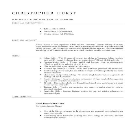 Chris hurst cv | DOCX