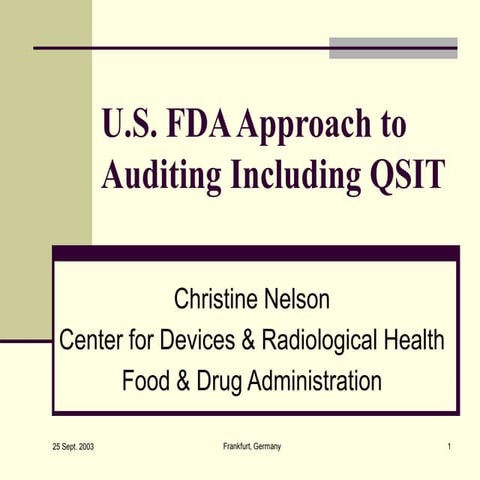 US FDA Approach to Auditing | PPT