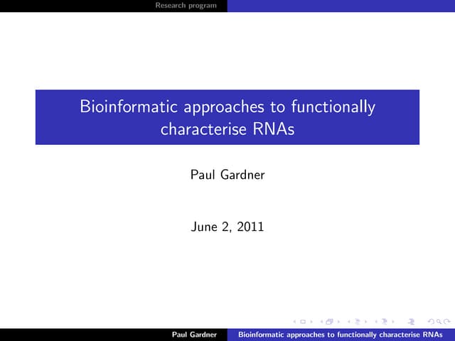 Bioinformatic Approaches To Functionally Characterise Rnas Ppt