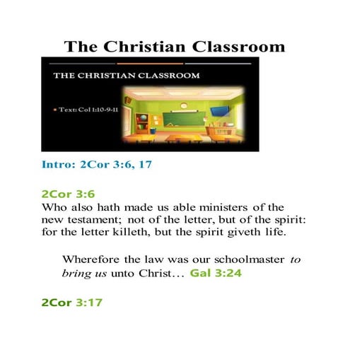 THE CHRISTIAN CLASSROOM | DOCX
