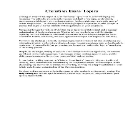 Christian Essay Topics. Christianity Essay Studies of Religion I - Year ...