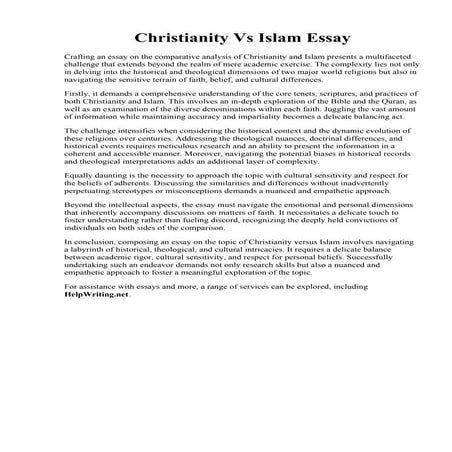 Christianity Vs Islam Essay | PDF