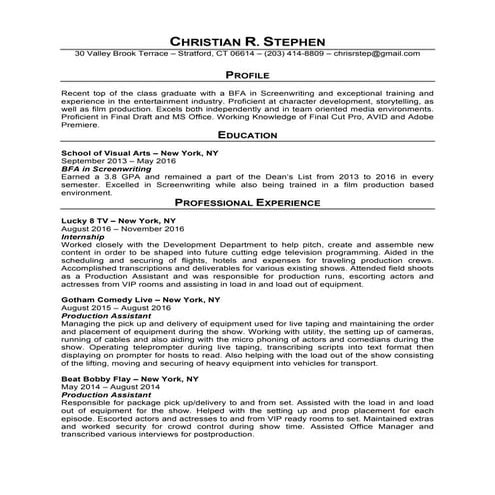Christian r stephen resume | PDF