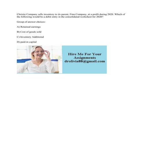 Christie Company sells inventory to its parent- Finn Company- at a pro.pdf